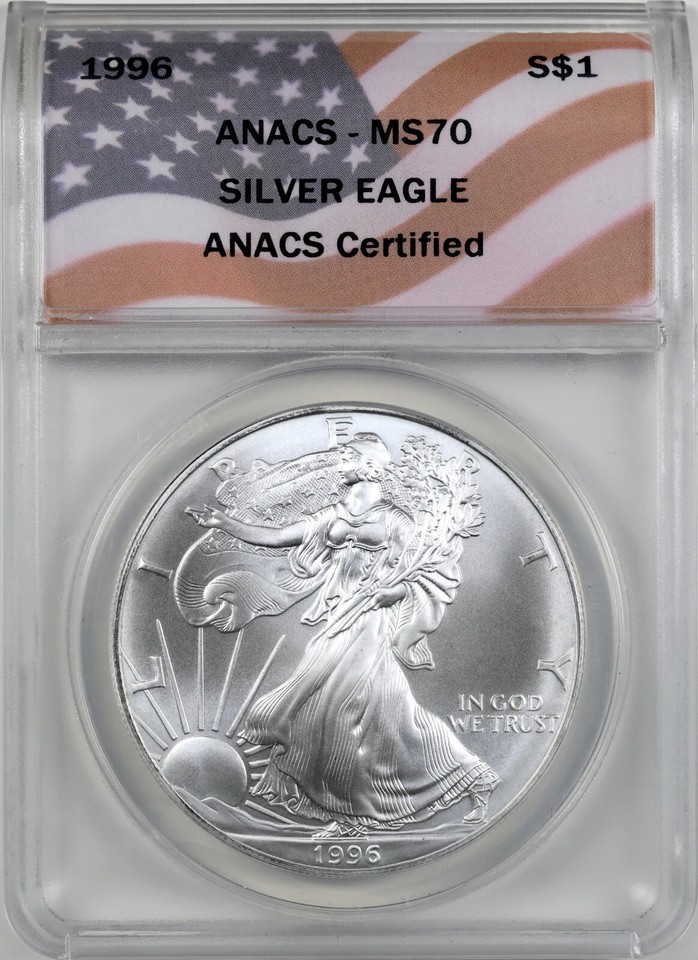 1996 American Silver Eagle ANACS MS70 Flag Label 70 | eBay