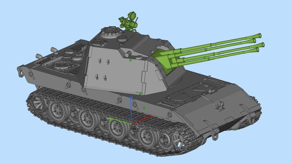 3D Printed 1/72D Series E-100 quadruple 37mm anti-aircraft gun Model ...
