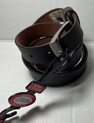 New Genuine Leather Men belt size 38-40 dark brown solid cowhide / snap ...