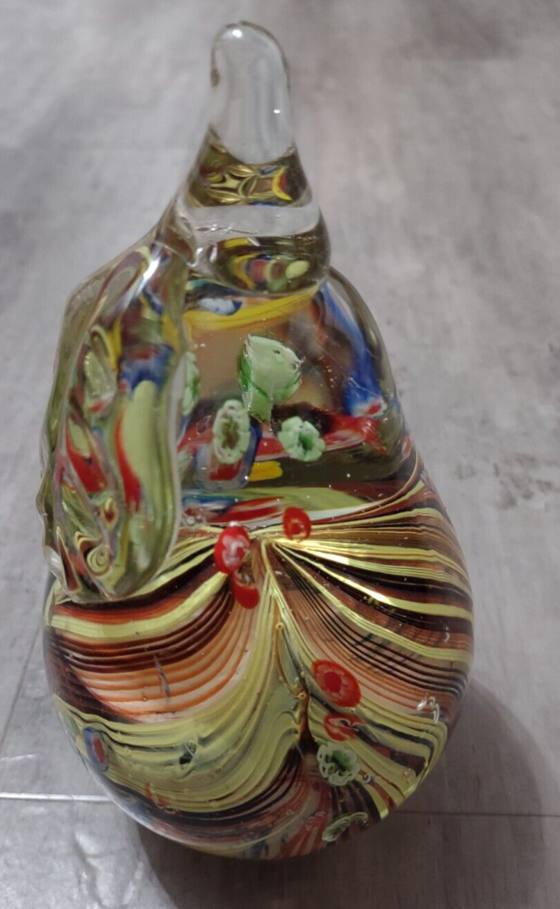 Murano? Art Glass Millefiori Swirl Pear Paperweight Sculpture 7" | eBay