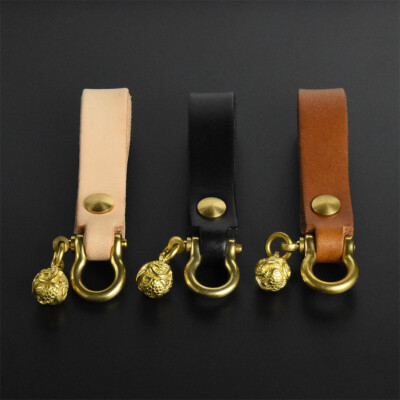 Leather Key Fob Belt Loop Key Holder Brass Bow Shackle | eBay