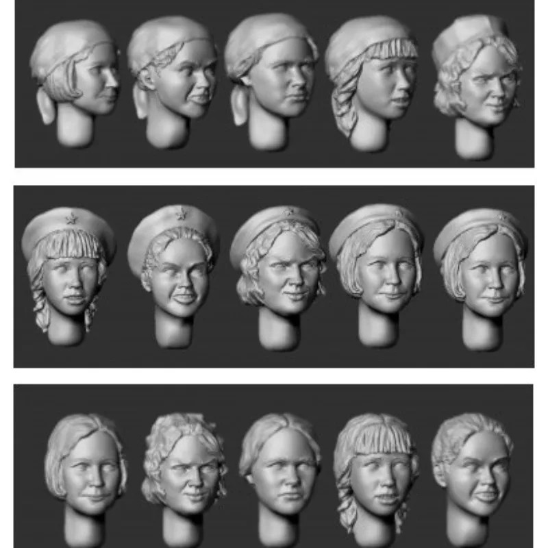 1/35 Female Heads 15 Head Woman RESIN FIGURE MODEL KIT Unassembled ...
