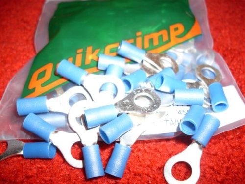 CRIMP TERMINALS BLUE INSULATED RING 6MM HOLE 50PACK H/Quality tinned ...