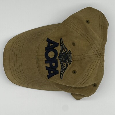AOPA Pilot Ball Hat Cap Tan Navy Embroidery Letters Wing | eBay