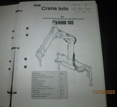 HIAB 105 CRANE Instructions For Service & Parts Manual Catalog Book ...