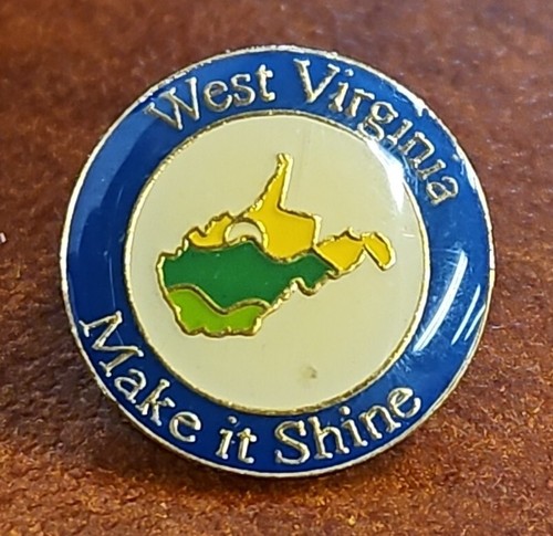 VTG Gold Toned Enameled Lapel Hat Pinback West Virginia Make It Shine ...