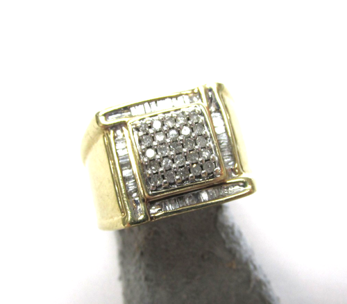 Gorgeous Men's Flashy Natural Diamond Ring 10k Gold Size 8 with NO ...