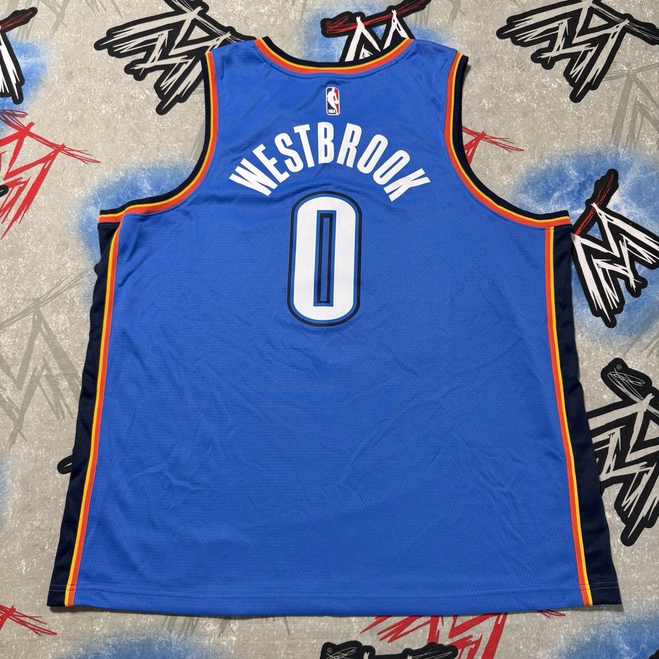 Russell Westbrook #0 OKC Thunder Oklahoma City Men's 2XL Jersey 2018 ...