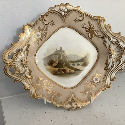 H & R Daniel Cabinet Plate Painted Landscape Castle 1800s | eBay