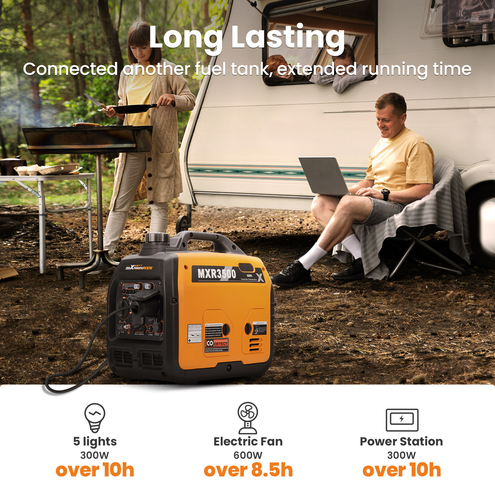 MaXpeedingRods ‎MXR3300 3300W Portable Inverter Generator - Orange ...