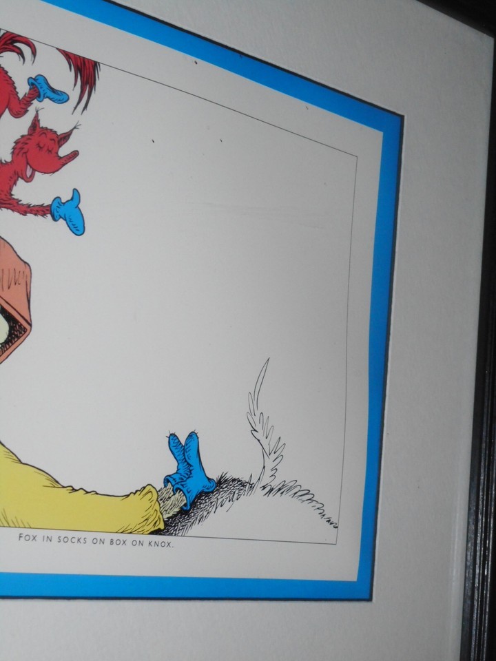 Dr SEUSS ART Fox In Sox On Box On Knox Framed '99 Ltd Edition 16 x 13 ...