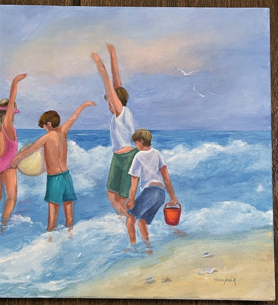 Oil Paintings Of Children Playing On The Beach