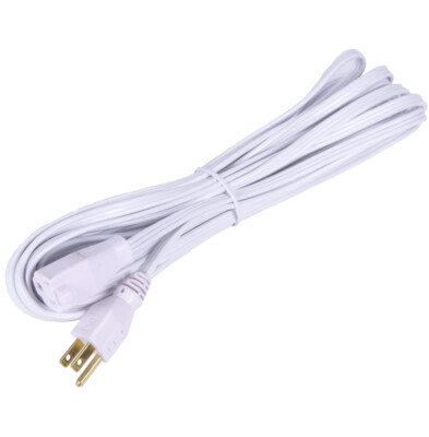 25' foot Flat White Extension Cord 18AWG gauge 3 Wire Grounded Male ...
