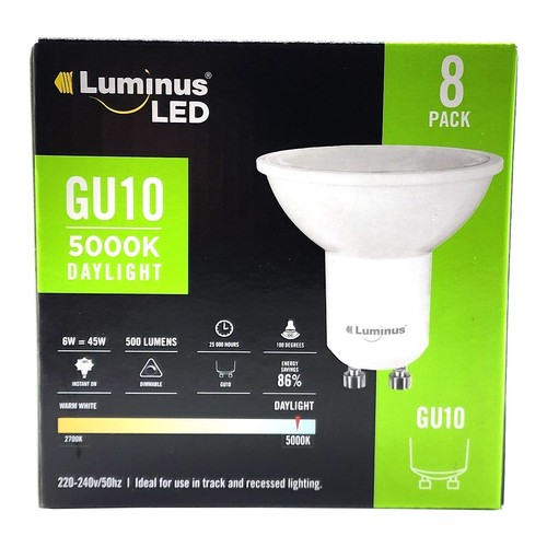Luminus LED GU10 6w Recessed Downlight 500 Lumens Dimmable 5000k ...