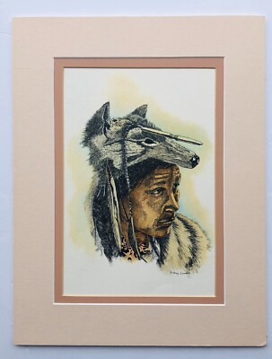 Nancy Swish Pen Ink Goache Drawing/Painting American Indian Portrait ...