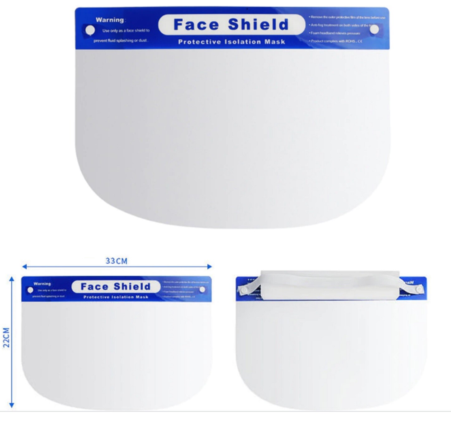 2 x Full Face Covering Visor Mask Shield Protection Reusable Splash ...