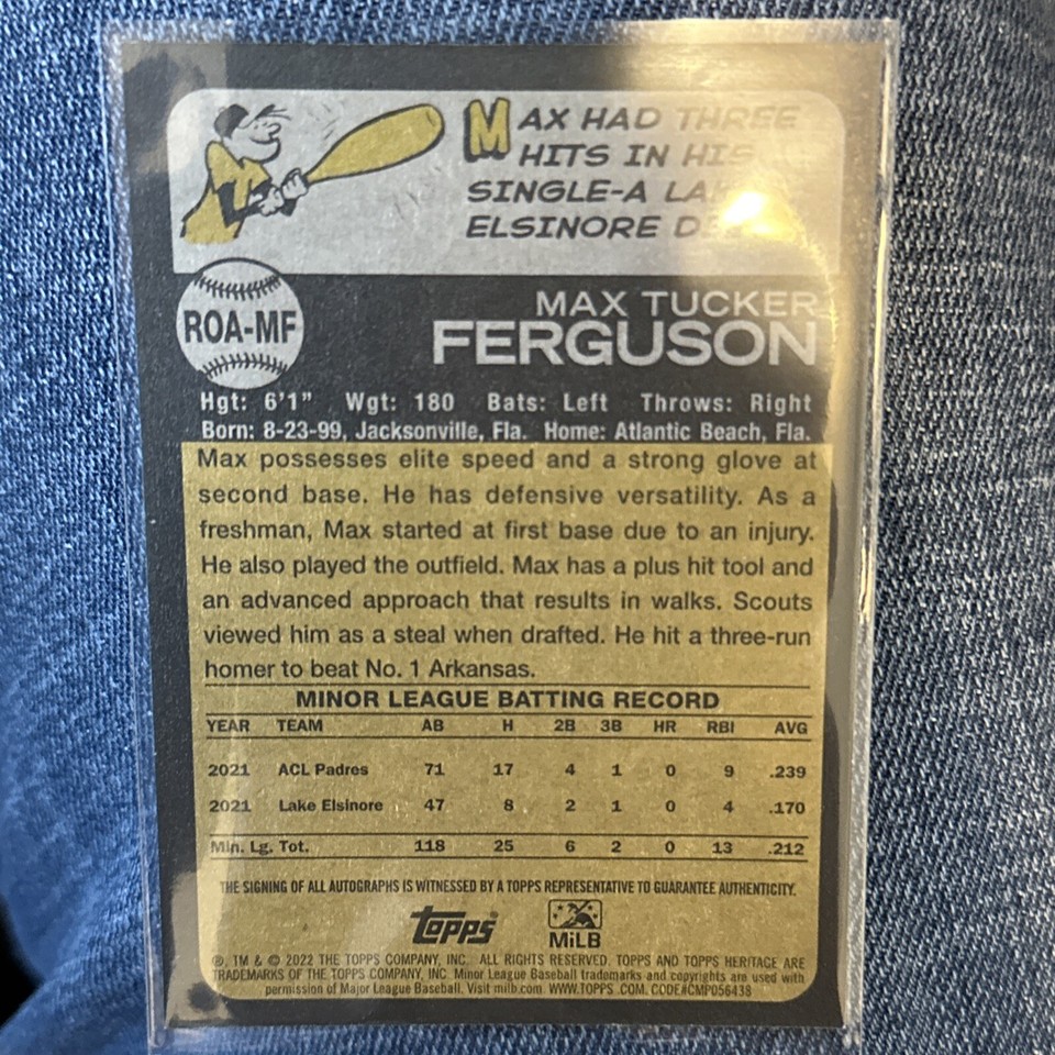 2022 Topps Heritage Max Ferguson Autograph ROA-MF | eBay