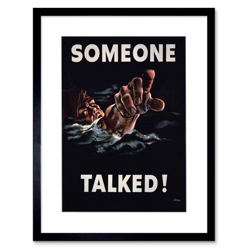 WWII War Someone Talked Sailor USA Poster Framed Wall Art Print 12X16 ...