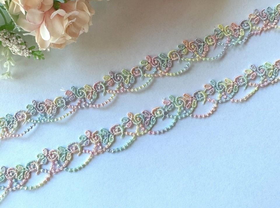 6/8 inch wide Colorful Flower Embroidered Lace price per yard select ...