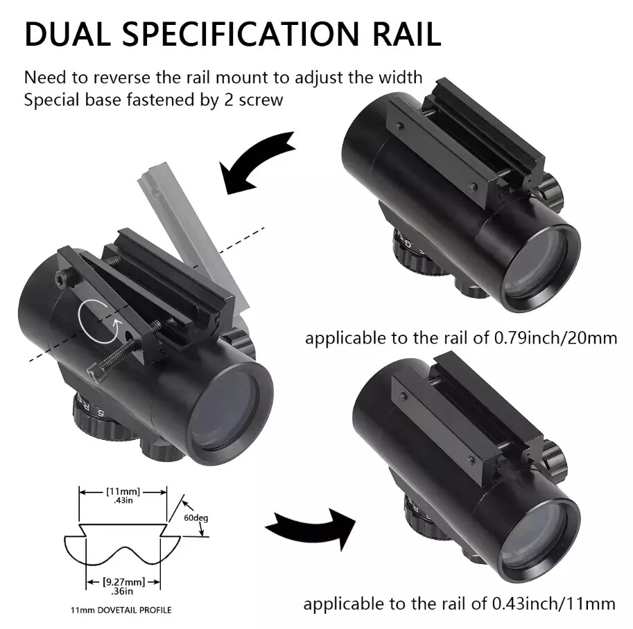 1x40 Tactical Optics Red Green Dot Sight Scope Picatinny 11mm/20mm Rail ...