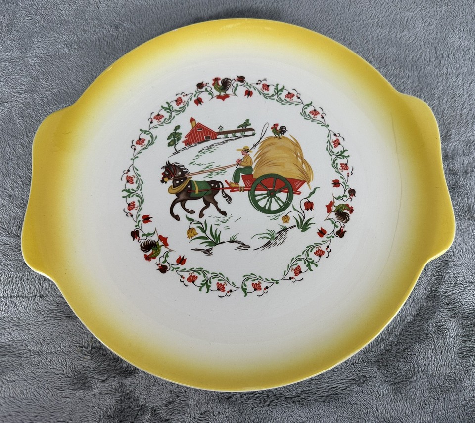 Vintage Salem Countryside Yellow Horse Wagon Farm Platter | eBay UK