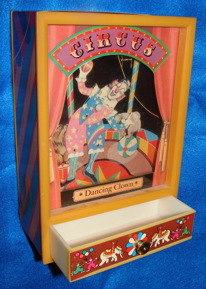 Vintage Yap's Circus Dancing Clown Music Box + Bonus Tin Noisemaker Toy ...