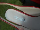 Escada True Red Leather Sling Back Pump Shoes w/silver heel, US size 7 ...