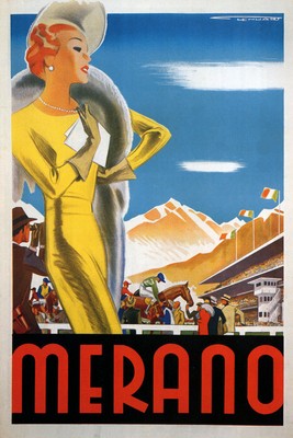 MERANO ITALY GRAN PREMIO HORSE RACING HIPPODROME ITALIAN VINTAGE POSTER ...