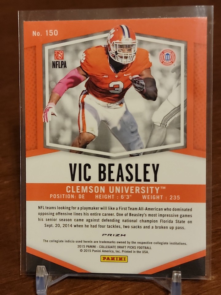 VIC BEASLEY 2015 Collegiate Draft Prizm Picks SILVER RC #150 Clemson ...
