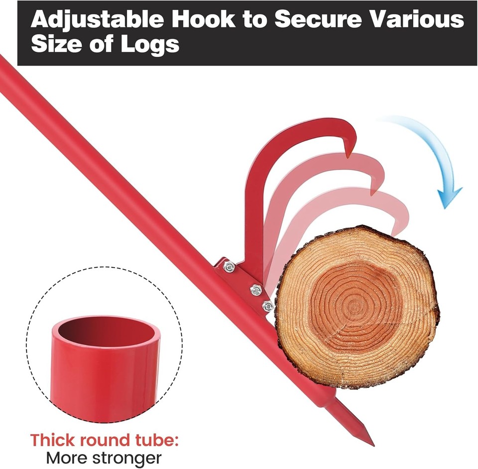 60-Inch Log Turner w/ Rubber Grip, Steel Handle, Wood Handling Cant ...