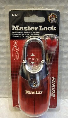 Red Fusion Master Lock 193D Adjustable Shackle Padlock Brand New | eBay
