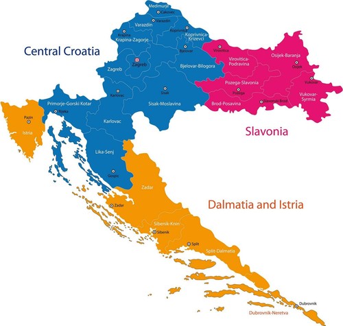 Map of Central Croatia, Slavonia, Dalmatia, Istria, Wall Art Poster ...
