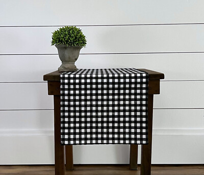 Black and White Plaid Gingham Check Table Runner Farmhouse Country ...