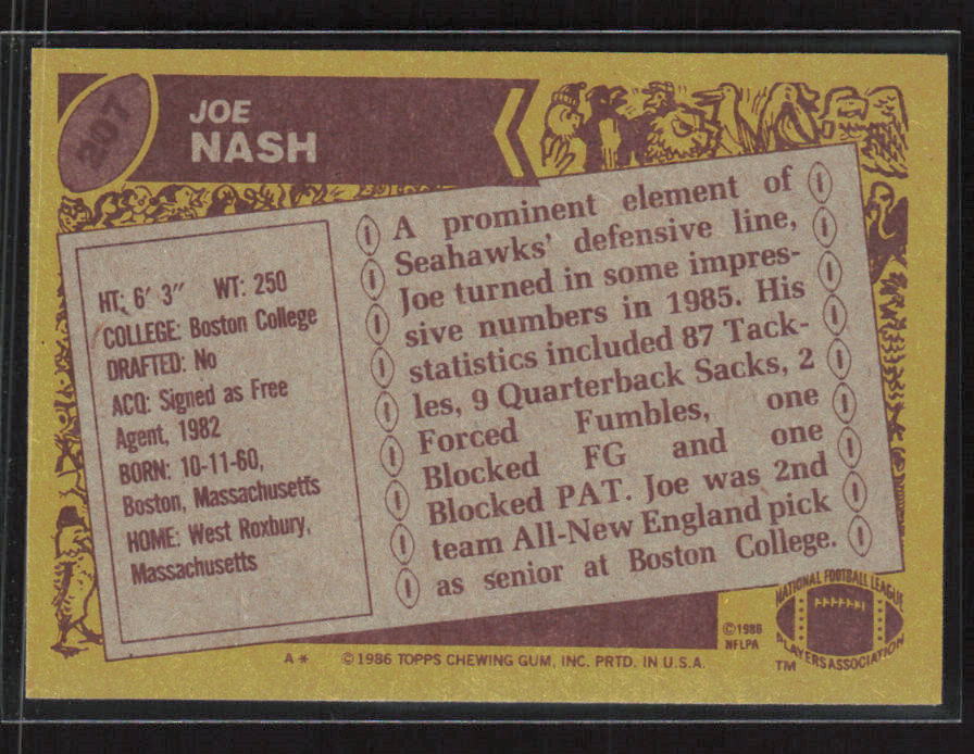 1986 Topps #207 Joe Nash Nm/M | eBay