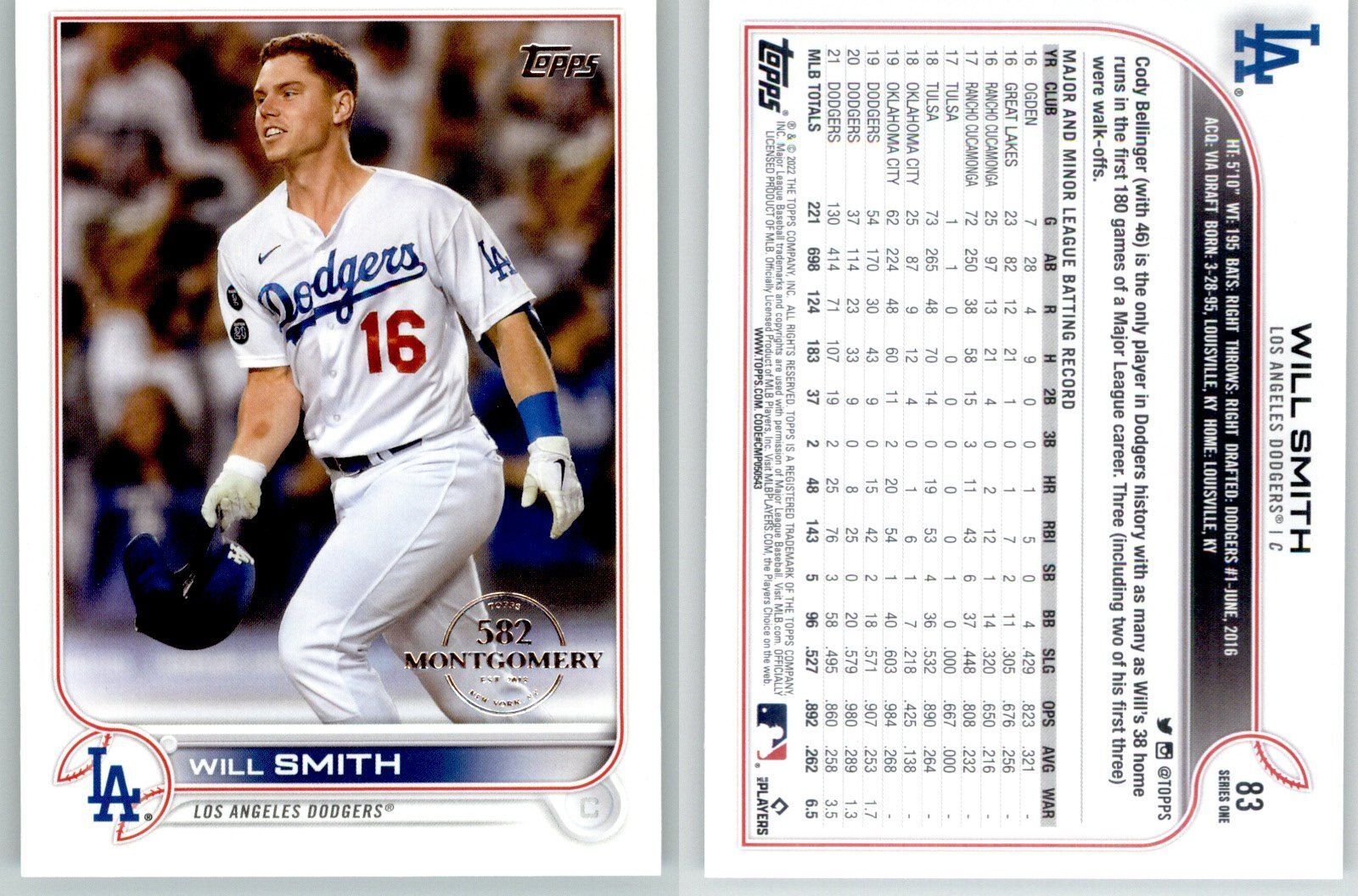 Will Smith 2022 Topps 582 Montgomery Stamped Set #83 Dodgers | eBay