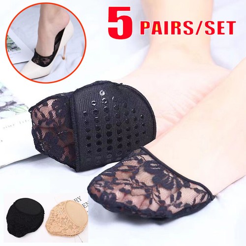 5 Pairs Lace Half Toe Socks Half Foot Toe Cover Socks Non-slip Bottom ...