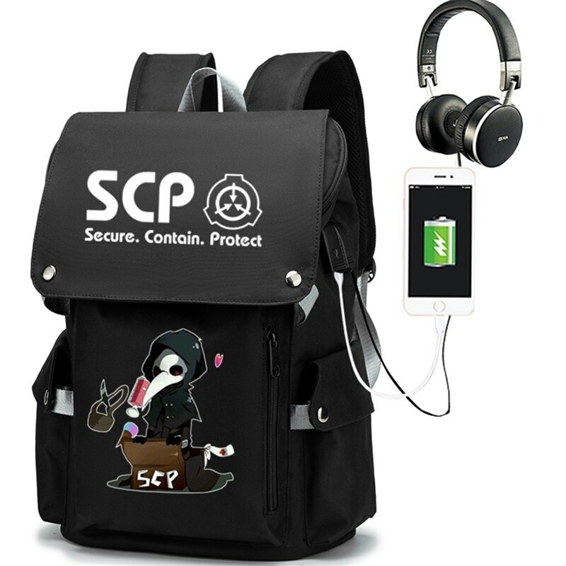 SCP Foundation Backpack Laptop Bags Men Women Travel Bags USB Oxford ...