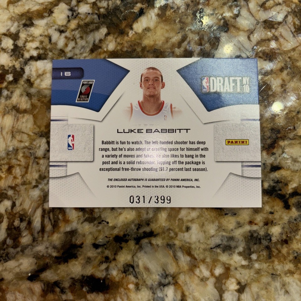 2010 Luke Babbitt Prestige Patch Auto Logo Man/399 | eBay