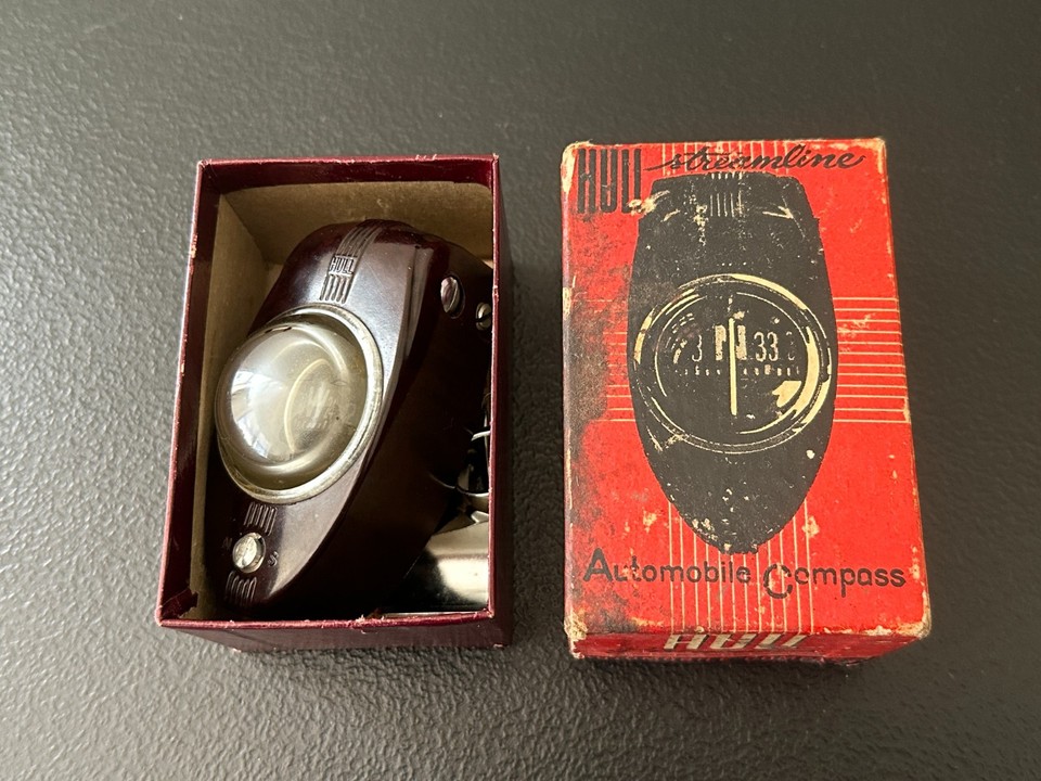 Vintage - HULL MFG. CO. - STREAMLINE - Deco Automobile Compass with Box ...