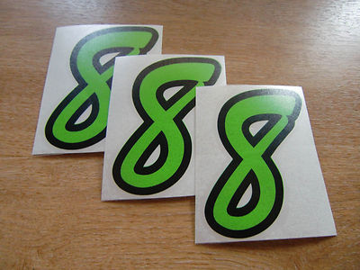 set of 3 - Black & Green number 8 decals - 95mm high stickers | eBay UK