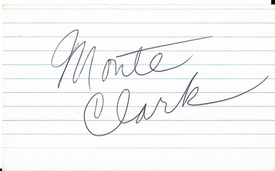 ROSS FICHTNER & MONTE CLARK D 2009 SIGNED 3"X5" INDEX CARD NFL AUTO ...