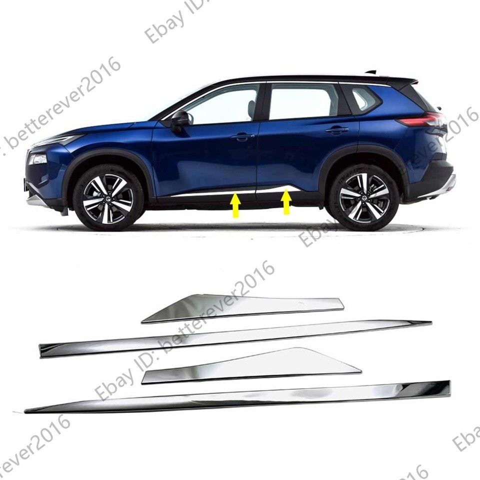 2021-2023 For Nissan Rogue Chrome Front+Rear Bumper Door Side Molding ...
