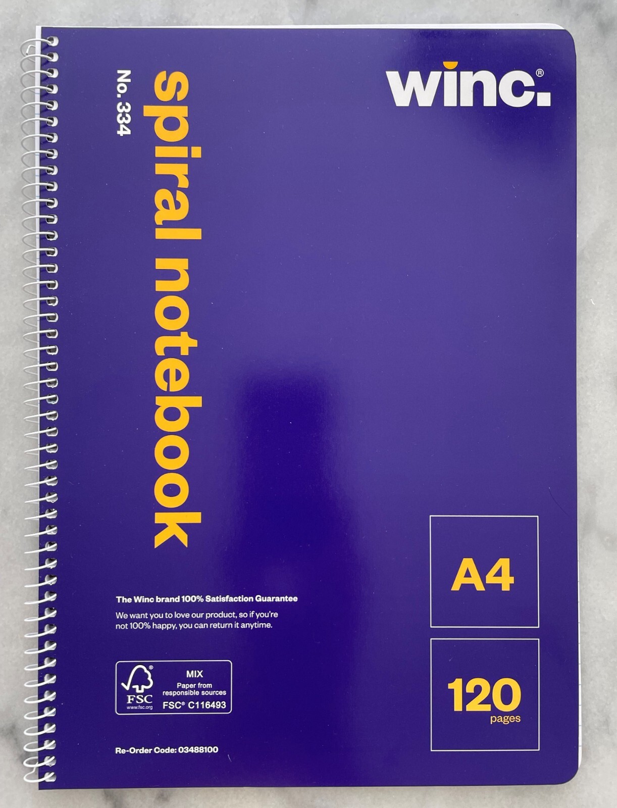 Winc A4 Spiral Notebook 120 Pages Ruled 8mm School Office Note Book | eBay