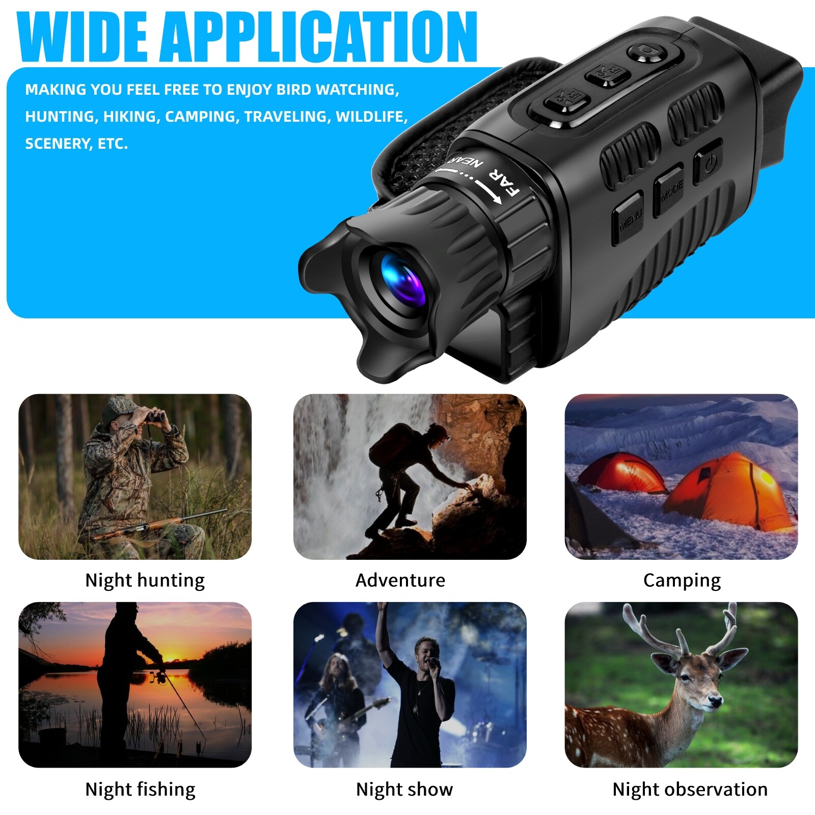 HD Digital Night Vision Monocular 4X Zoom 850nm Infrared Scope IR ...