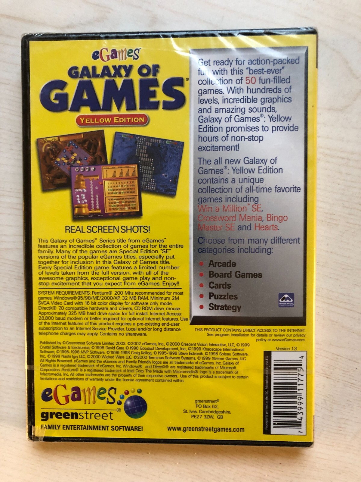Galaxy of Games: Yellow Edition PC CD-ROM NEW & SEALED | eBay