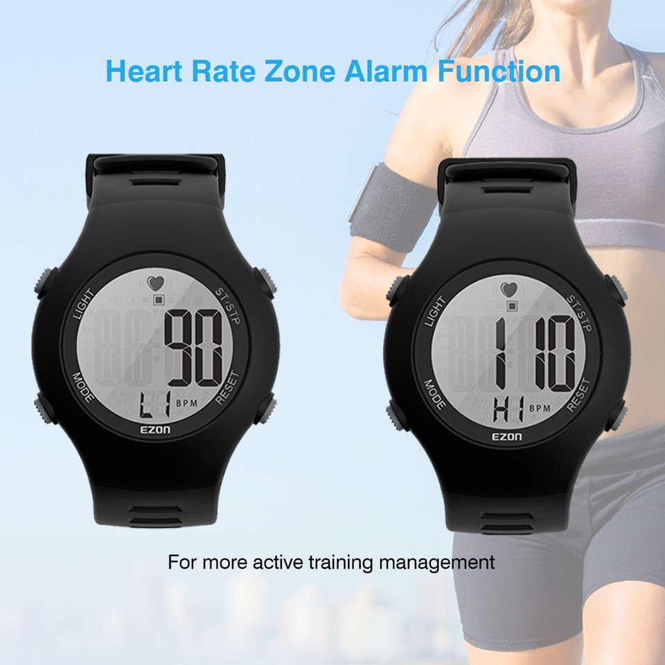 EZON T037 Digital Sports Watch + Heart Rate Monitor Kit, 5ATM Water ...