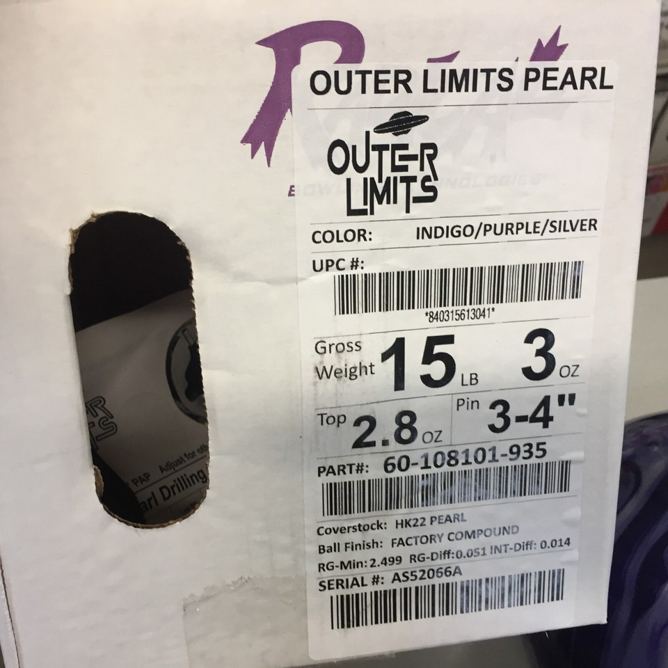 Radical Outer Limits Pearl PRO CG Bowling Ball 15 lb NEW IN BOX! #066 ...