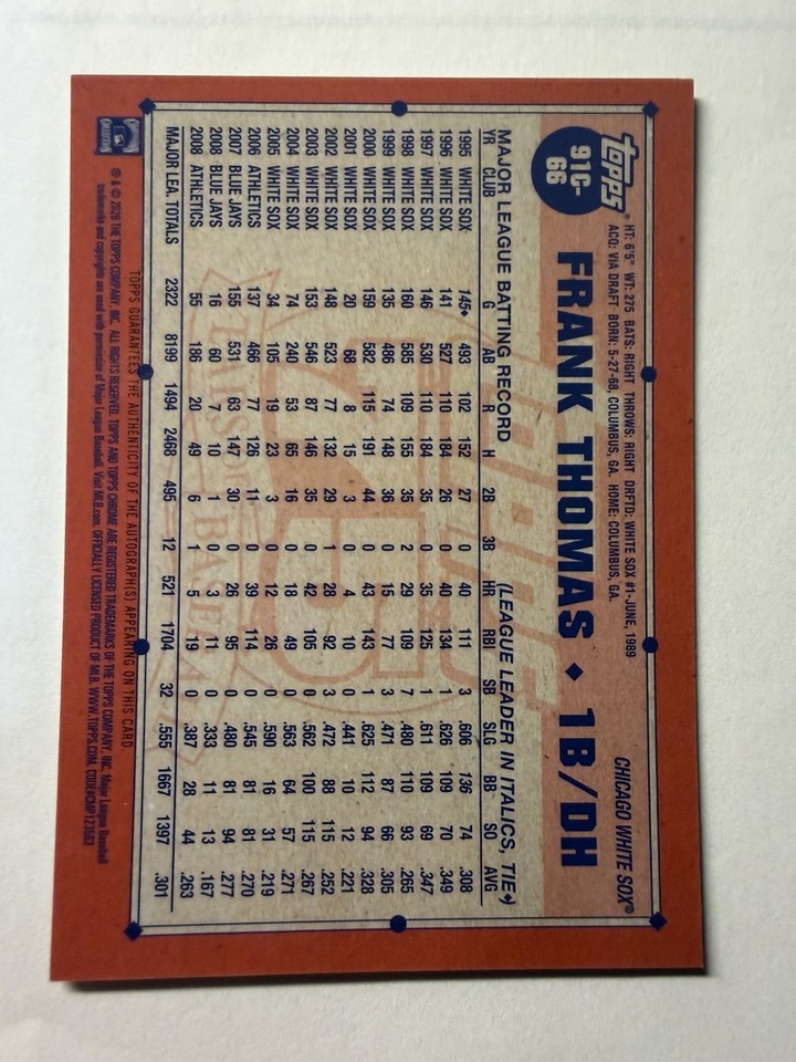 🚨2026 Topps Series 1 FRANK THOMAS AUTO Gold Mojo Refractor #d/50 SP ...