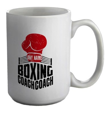 Personalised Boxing Coach Any Name Gloves Mug 15oz Large Cup Gift White ...