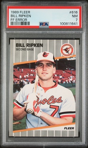 1989 Fleer Bill Ripken FF ERROR Card #616 - Billy F**K Face Bat - PSA 7 ...